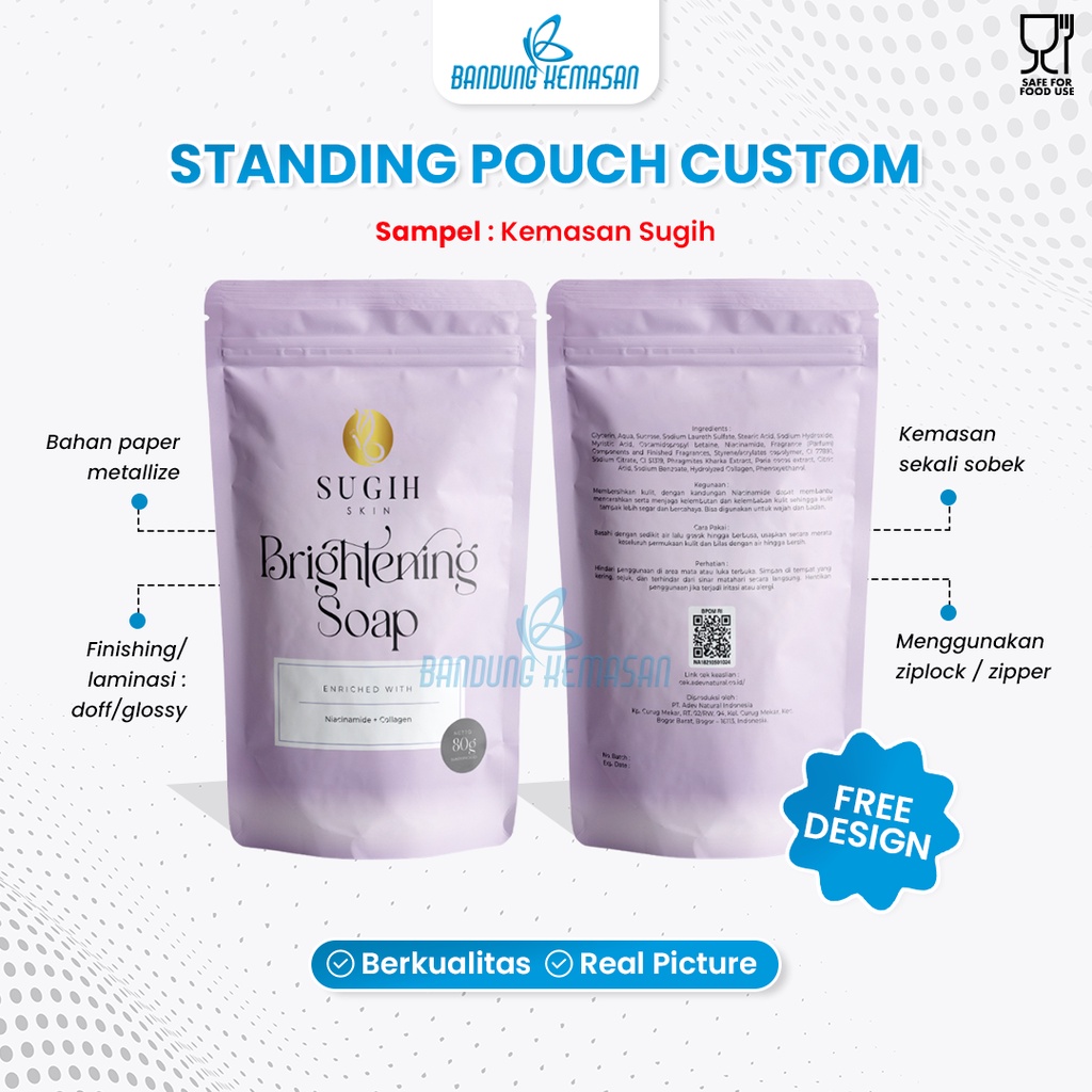 Jual 22 x 32 - Cetak Standing Pouch Custom Plastik Kemasan Sabun Soap ...