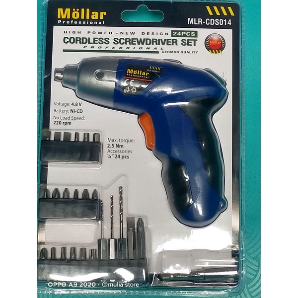 Jual BOR CAS MOLLAR CORDLESS SCREWDRIVER SET 24 Pcs | Shopee Indonesia
