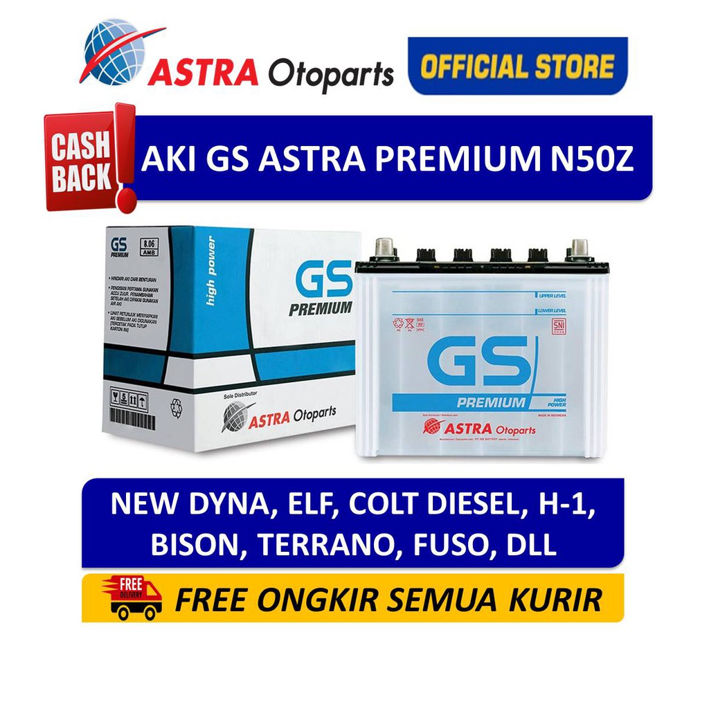 Jual Aki GS ASTRA Premium N50Z Mobil New Dyna, Fuso, Colt Diesel, Elf ...