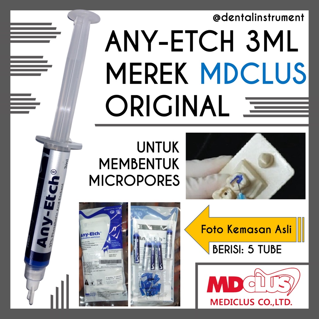 Jual Dental Etching Gel Gigi Etch / Etsa / Etcha / Any Etch Merek MDclus Original | Shopee Indonesia