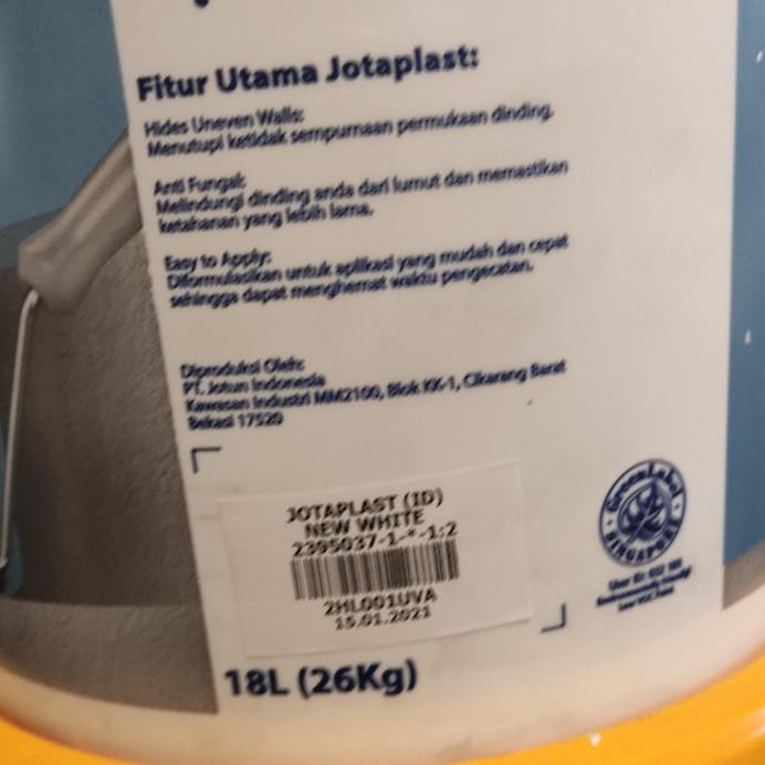 Jual CAT TEMBOK JOTUN JOTAPLAST PUTIH 25KG PAIL WHITE READY MIX WARNA ...