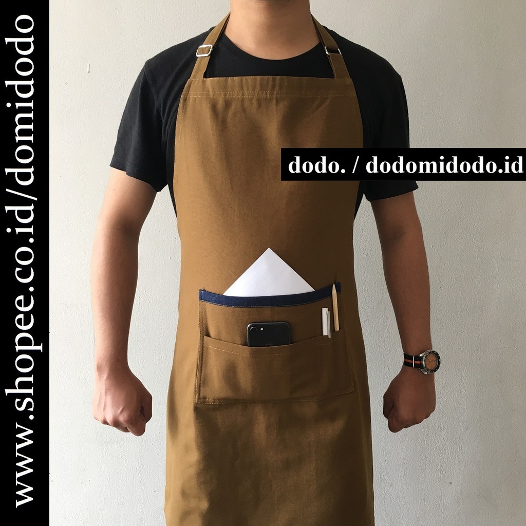 Jual Celemek Apron Barista Handmade - Apron Tali Leher - Premium Canvas ...