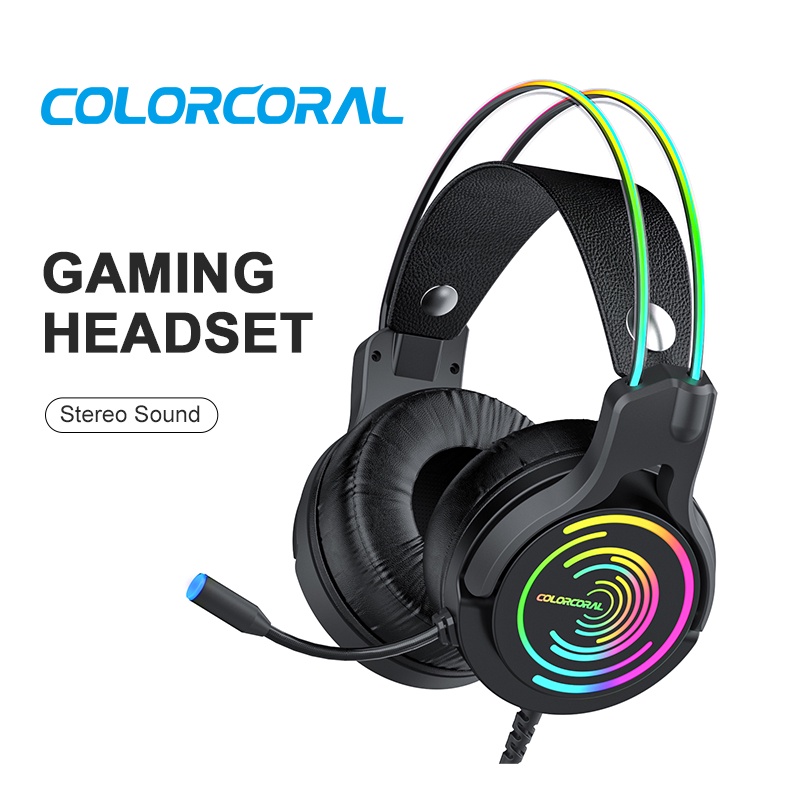 Jual ColorCoral RGB Headset Bando Gaming With Mic Stereo Sound LED ...