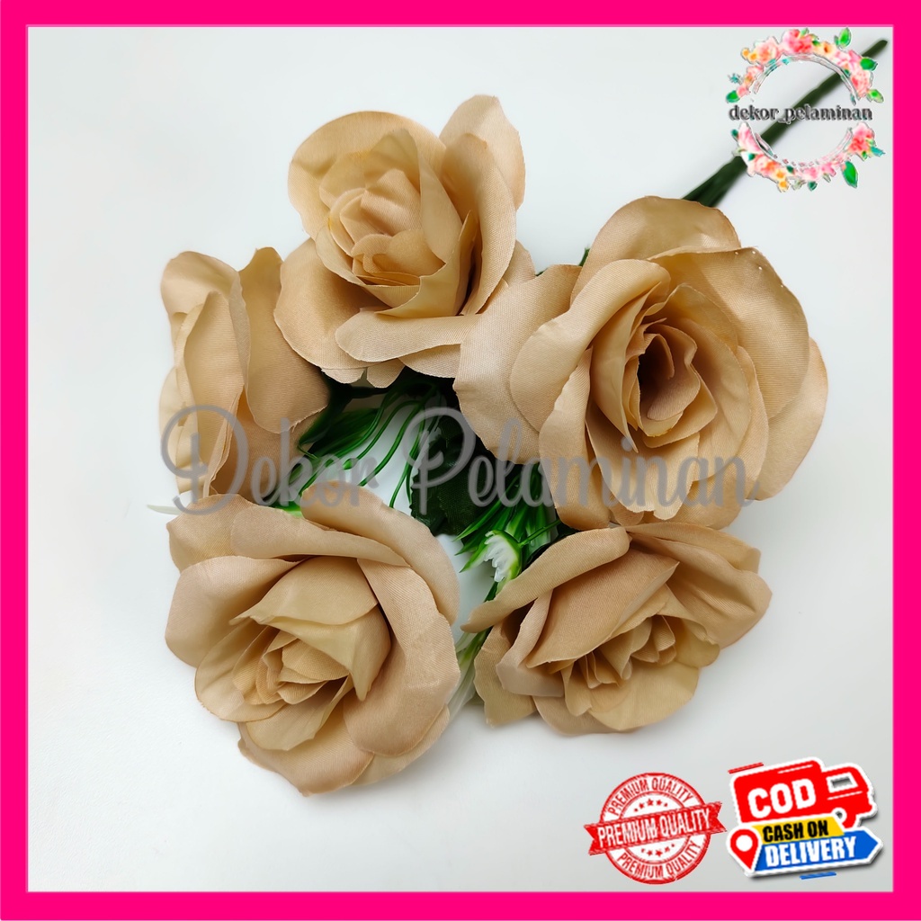 Jual BUNGA MAWAR ROSE TANGKAI 5 MURAH ARTIFICIAL - MAWAR PLASTIK ROSE ...