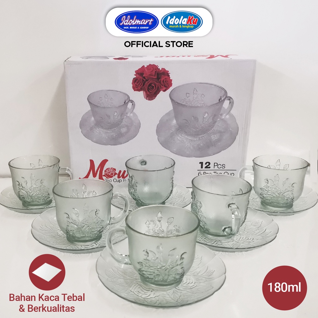 Jual IDOLAKU Tea Cup And Saucer Mawar 12 Pcs | Shopee Indonesia