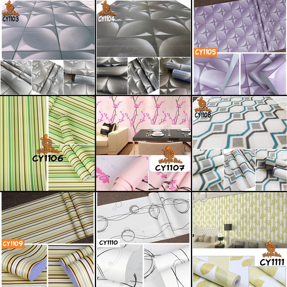 Jual HARGA TURUN !! Wallpaper Dinding Sticker Motif 3D Garis Bunga ...