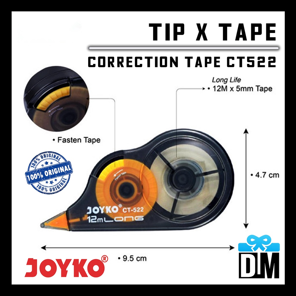 Jual Tip X Pita Tape Panjang 12 M Correction Tape Joyko CT522 Solatip ...