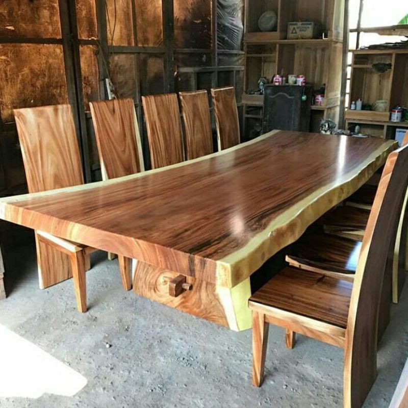 Jual Meja Makan Kayu Trembesi Solid Meja Makan Mebel Jepara | Shopee ...