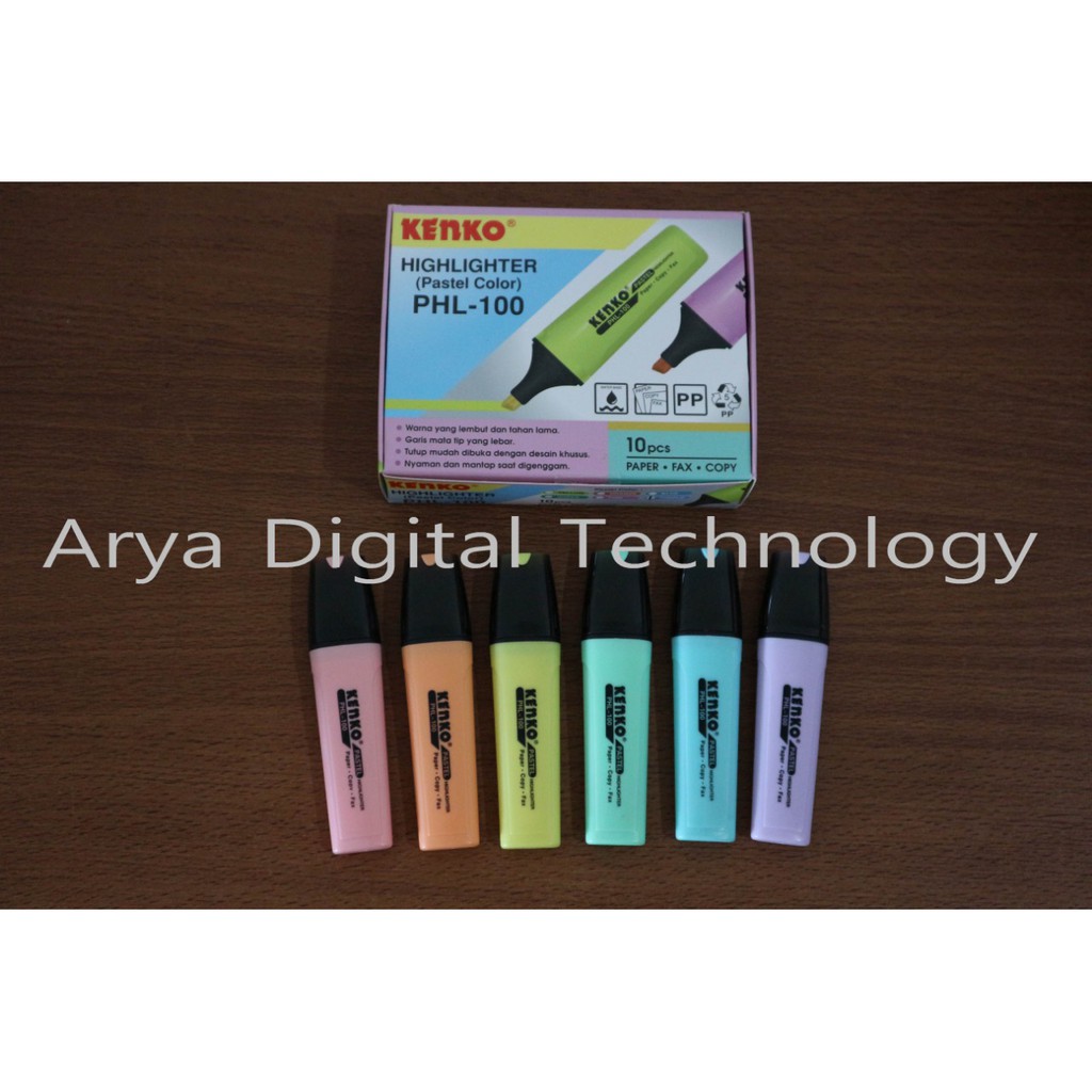 Jual Highlighter HL 100 Kenko Penanda Warna Pastel Bagus Murah Original ...