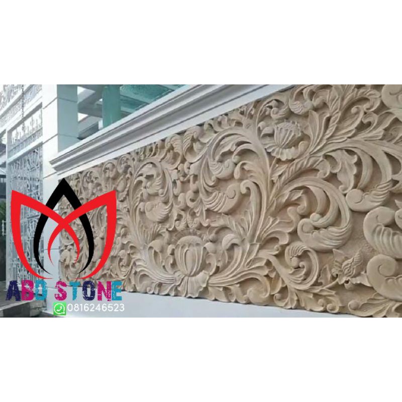 Jual relief batu alam pagar hiasan dinding batu putih jogja | Shopee ...