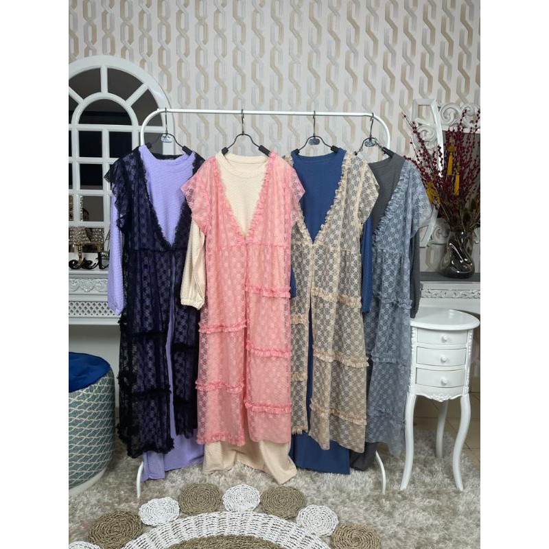 Jual MEIJIEWANG Gamis Outer Bunga Atau Rompi Terpisah | Shopee Indonesia