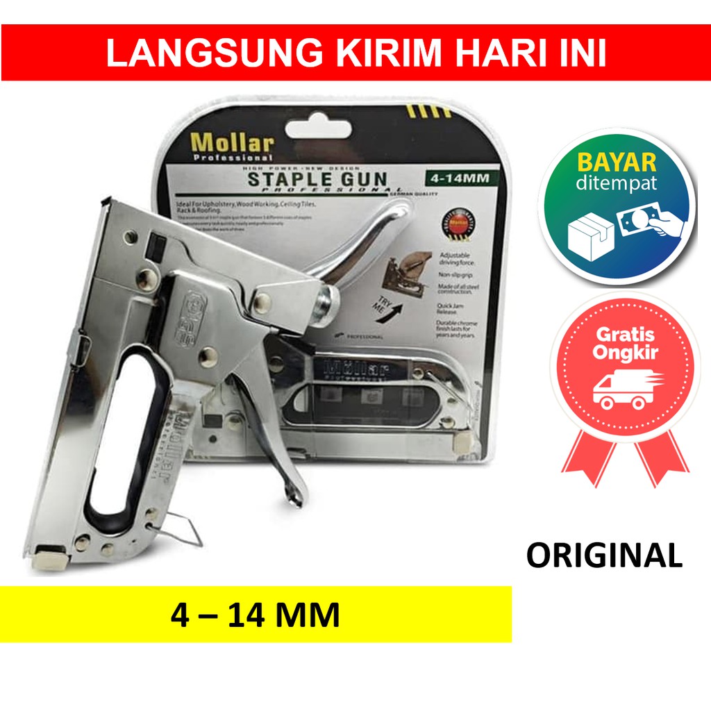 Jual MOLLAR STEPLES TEMBAK 4-14 MM STAPLE GUN TACKER STAPLES JOK 3 in 1 ...