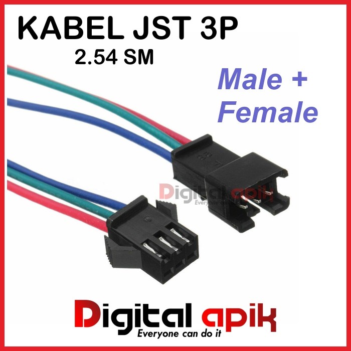 Jual JST SM 3P 3 Pin 2.54mm Konektor Male + Female Terminal Quick Connect | Shopee Indonesia