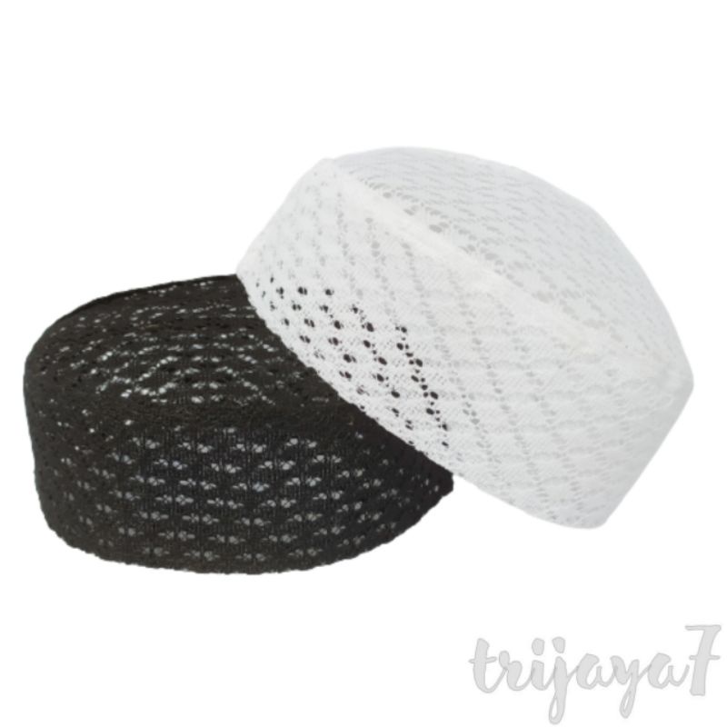 Jual Kopiah Putih Hitam Jala Laba Jaring Peci Dewasa | Shopee Indonesia