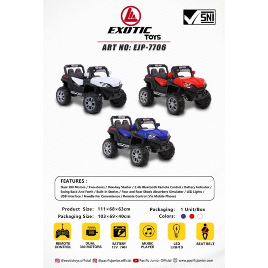 Jual Mobil Jeep Aki Exotic EJP-7706 Rechargeable Car Remote Control ...