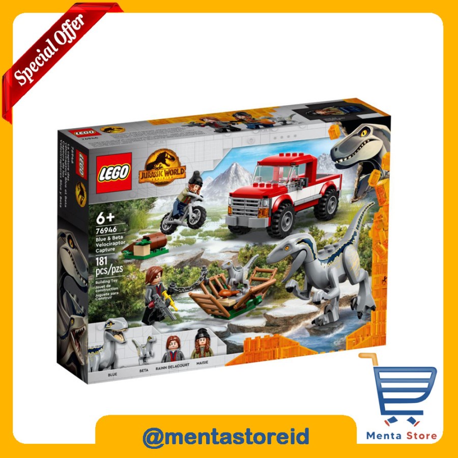 Jual LEGO Jurassic World 76946 Blue & Beta Velociraptor Capture Truck ...