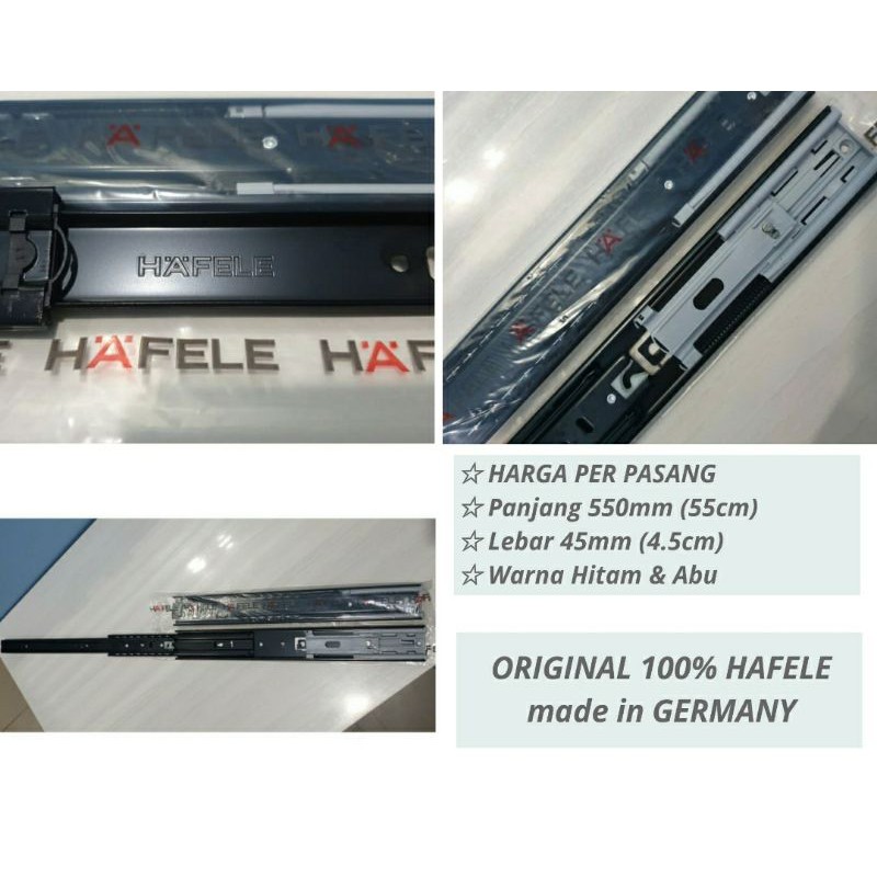 Jual Rel Laci SLOW MOTION Double Track HITAM ABU Ball Bearing Slide ...