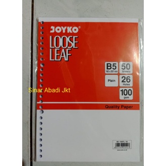 Jual Joyko Loose Leaf B5 / Isi Kertas File / PLAIN / 50 Lembar | Shopee Indonesia