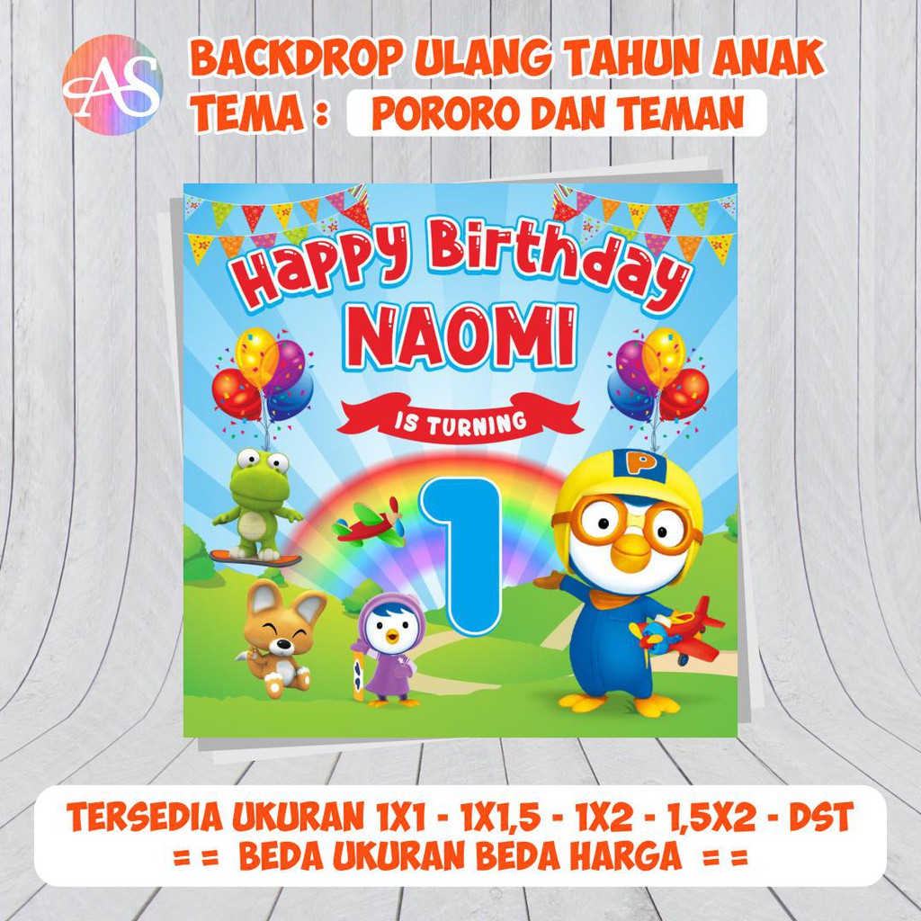 Jual Banner Backdrop Ulang Tahun Anak Pororo | Shopee Indonesia
