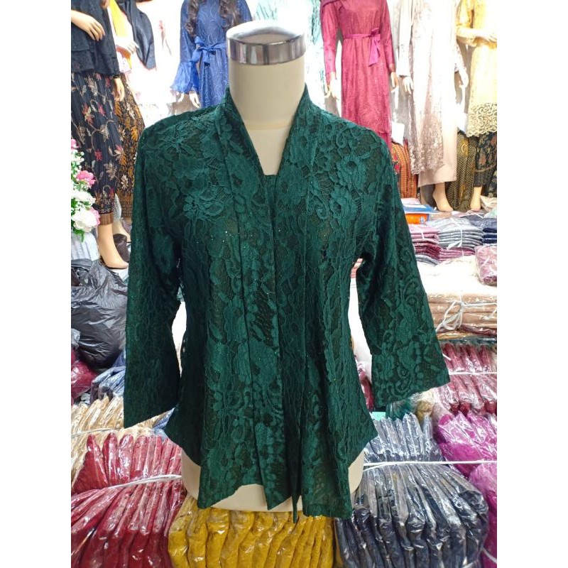 Jual Atasan kebaya brokat floy kebaya brokat polos/maron /ijo botol ...