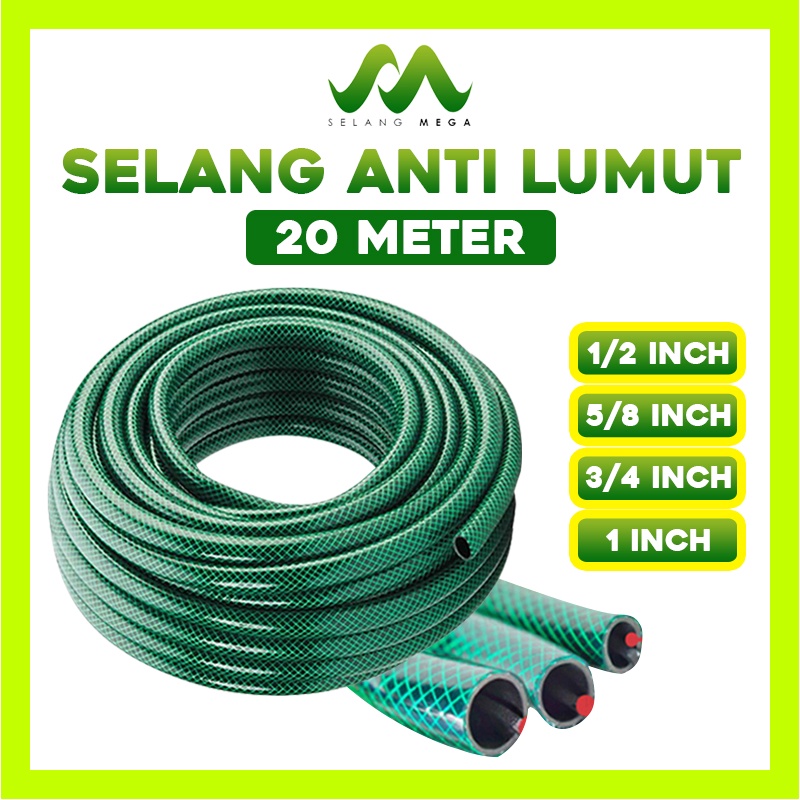 Jual MEGA Selang Air 20 Meter 1/2 5/8 3/4 1 Inch Selang Benang Anti Lumut Tebal Selang Cuci ...