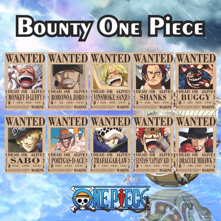 Jual Poster Anime One Piece Bounty Karakter Buronan Wanted | Shopee ...