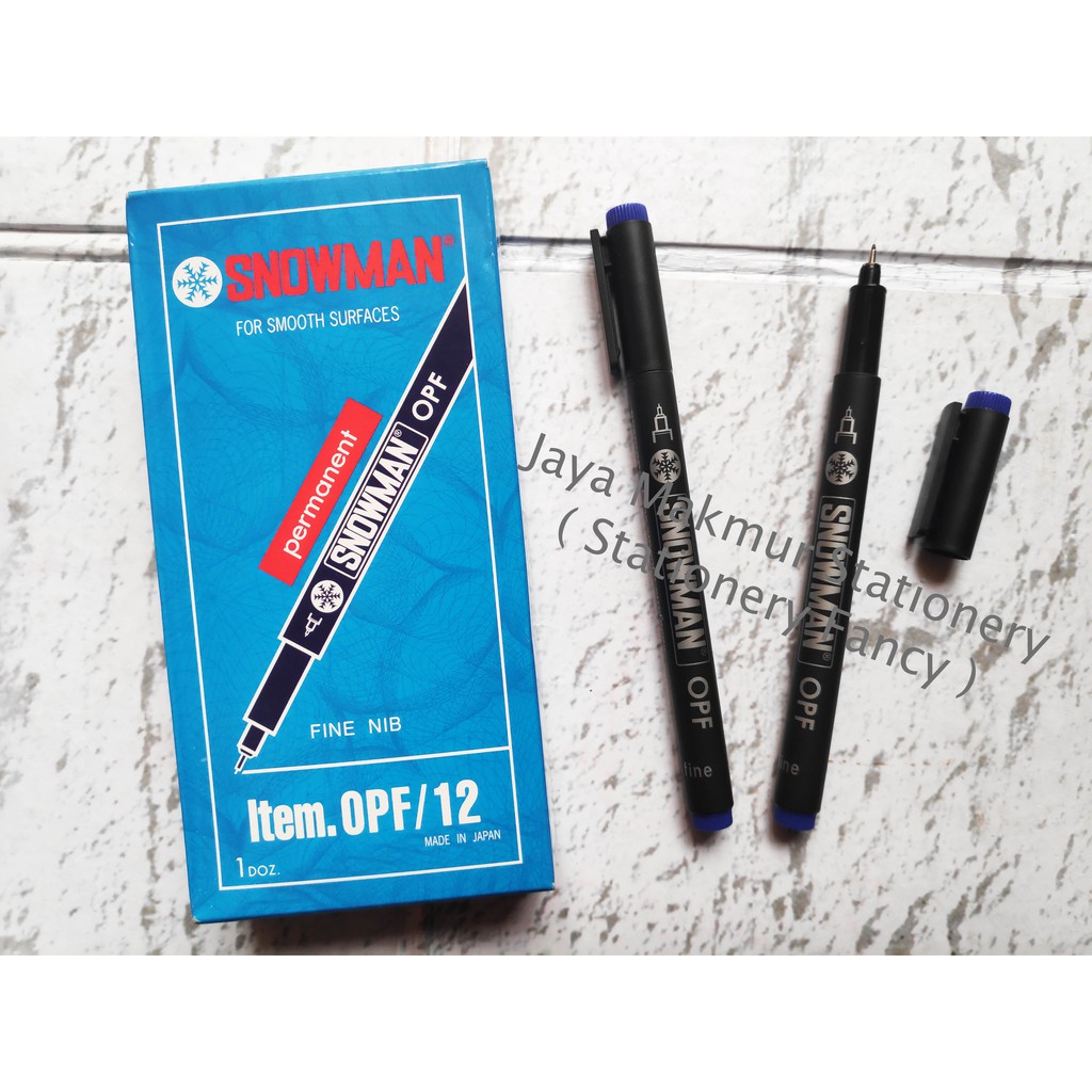 Jual Spidol Pen Permanent Snowman OHP tipe OPF/ Fine Nib | Shopee Indonesia