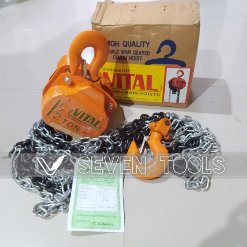 Jual Chain block/takel rantai manual VITAL 1,5 ton X 5 meter kerekan ...