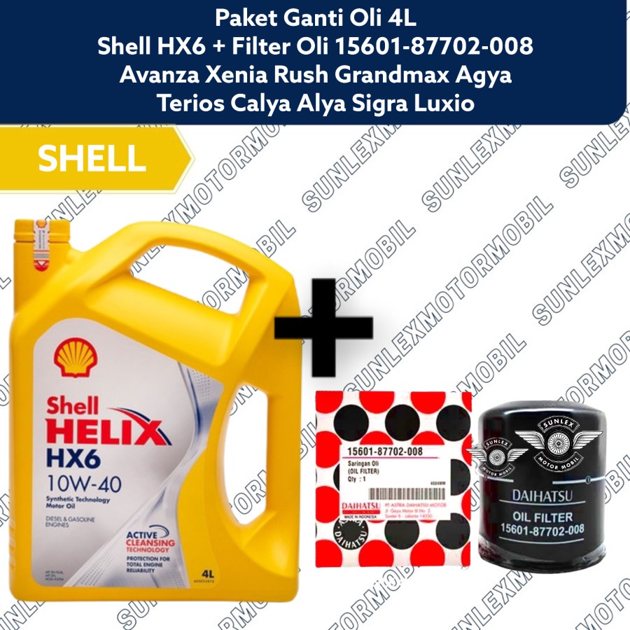 Jual [GRATIS FILTER OLI] Paket Ganti Oli Mesin 4L Shell HX6 10W40 ...