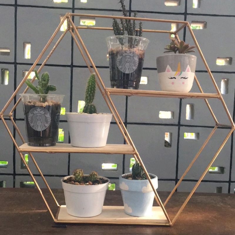 Jual RAK BESI HEXAGON RAK BUNGA DINDING | Shopee Indonesia