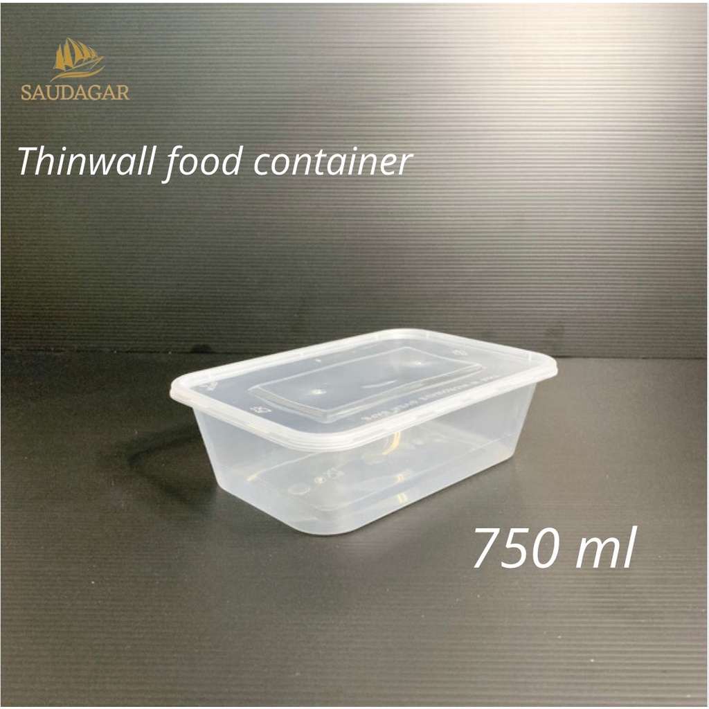 Jual Kotak Makan Plastik Thinwall Persegi Panjang 750ml Per Pack Isi
