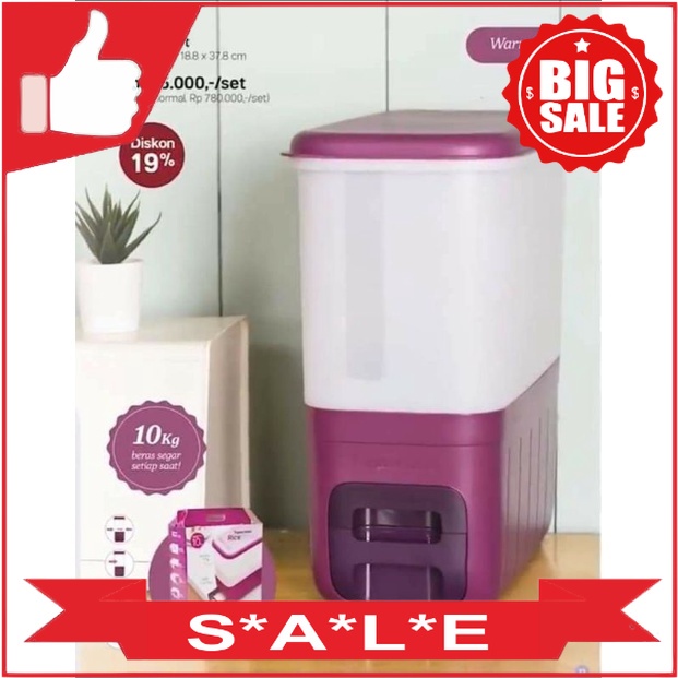 Jual Tupperware Rice Smart dispenser tempat beras 10KG Tupperware ...