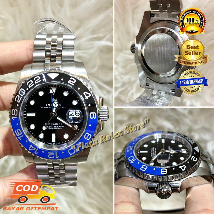 Jual Jam Rolex GMT Master II Combi Blueblack Batman Jubilee Silver ...