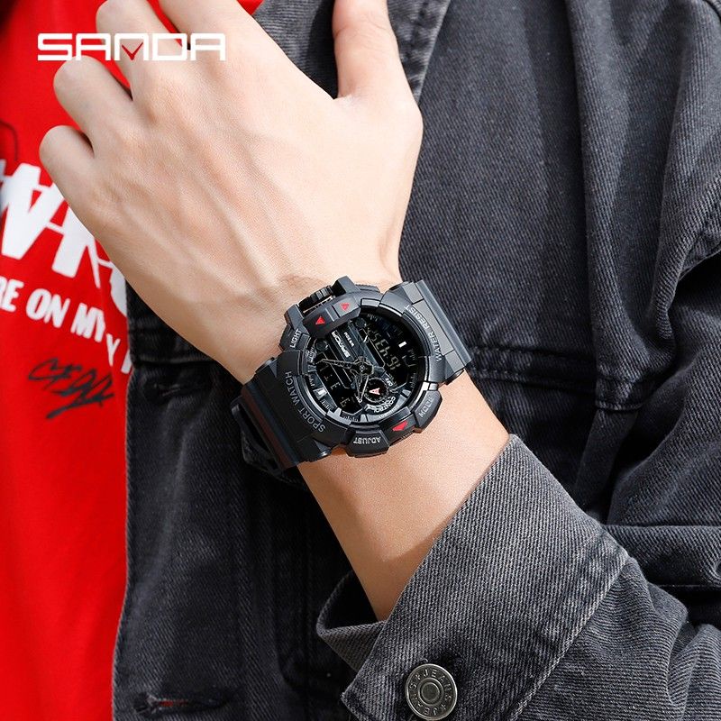 Jual TERVIRAL SANDA 599 Jam Tangan Pria Digital Analog Tali Rubber Chronograph Anti Air | Shopee ...