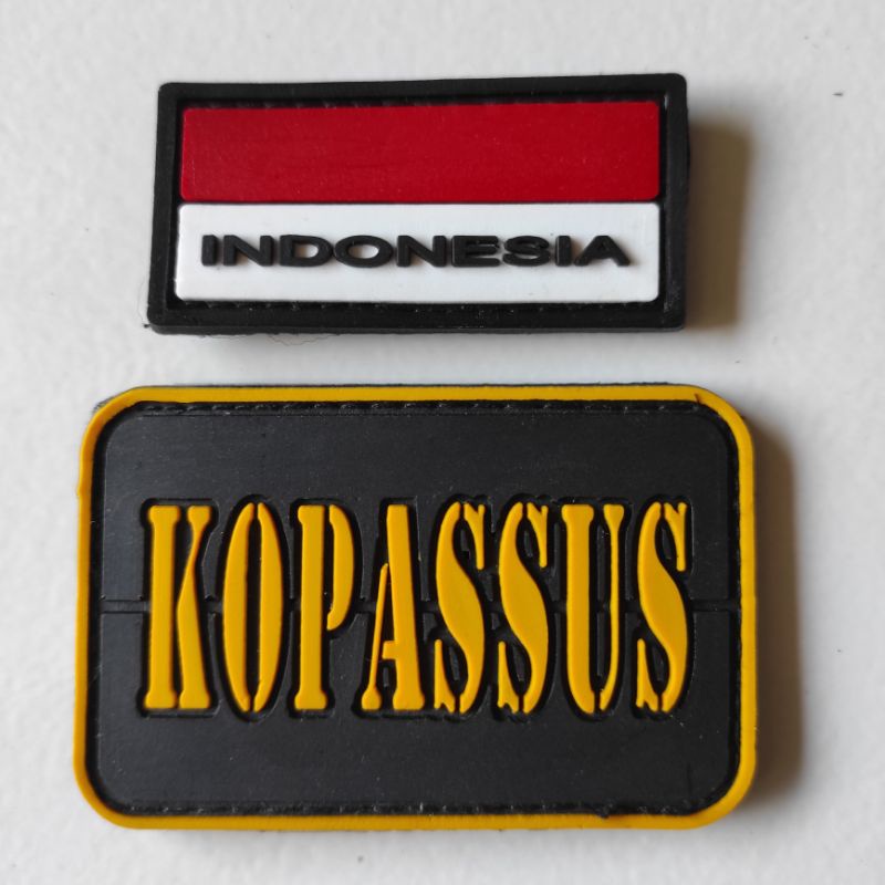 Jual patch rubber logo kopassus tulisan kuning + bendera indonesia ...