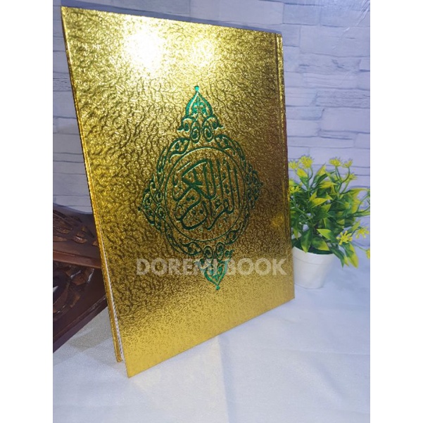 Jual al quran emas cover gold A4 besar Hvs garis quran gold silver ...