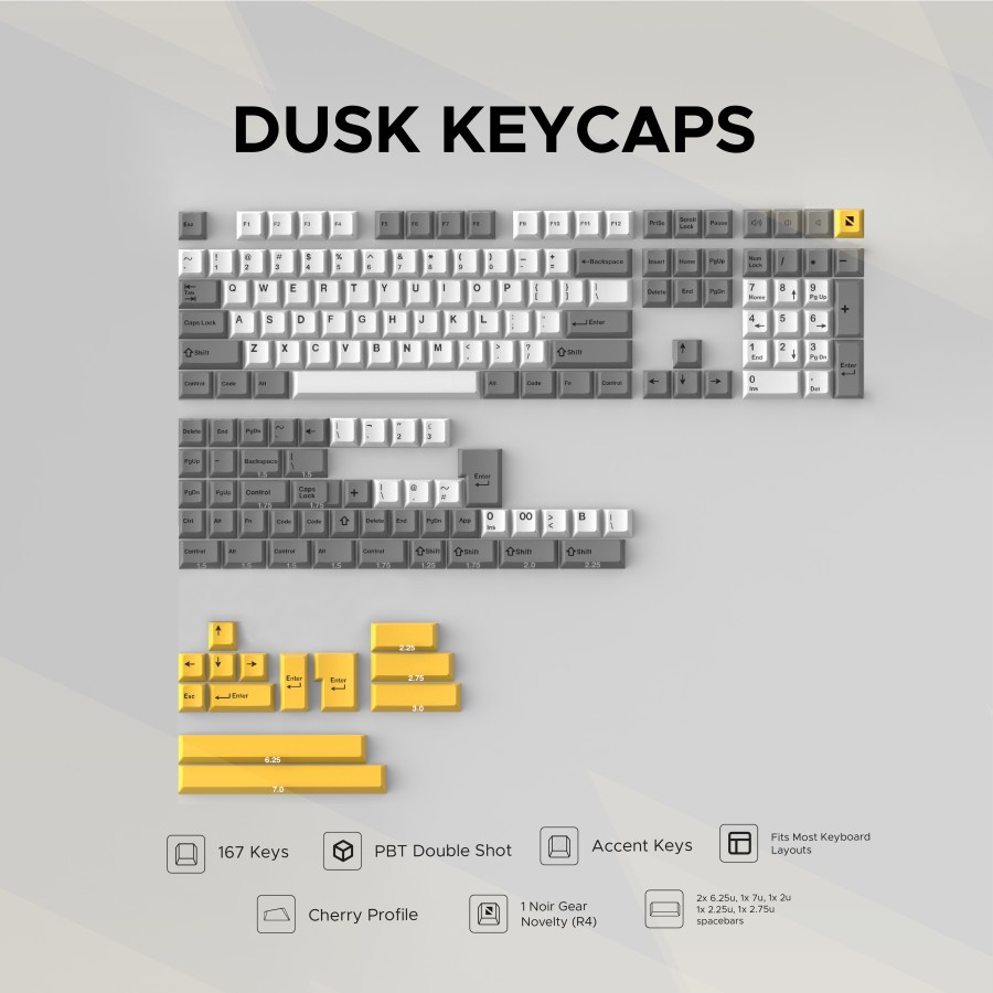 Jual Noir Dusk Cherry Profile PBT DBS Keycaps Mechanical Gaming ...