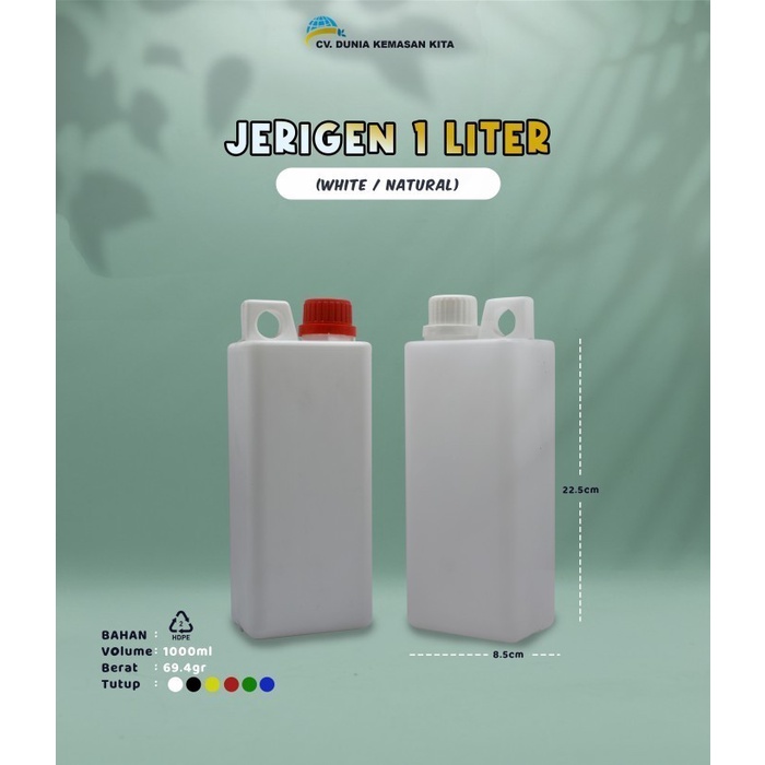 Jual Jerigen plastik 1 Liter Panjang 1 PACK isi 72 pcs - Putih/Bening ...