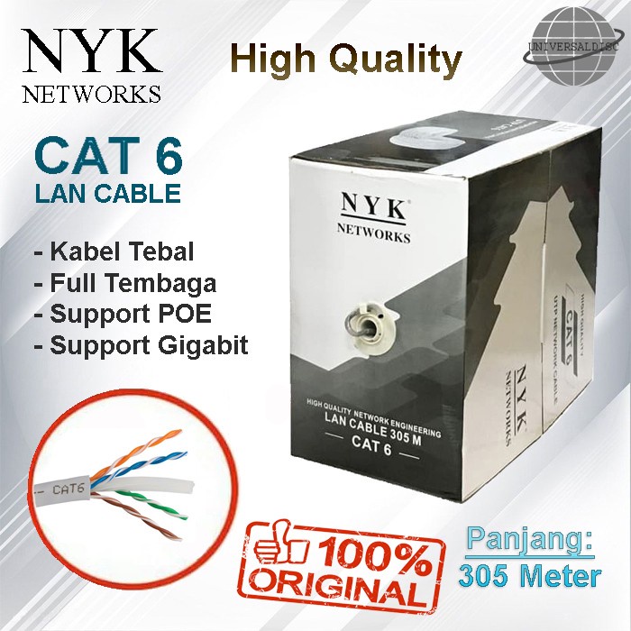 Jual KABEL LAN UTP CAT 6 NYK CABLE UTP CAT 6E METERAN ORI | Shopee Indonesia
