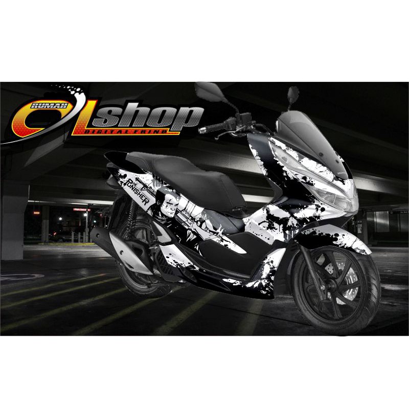 Jual Sticker Decal PCX Full Body Motif Punisher Black White | Shopee ...