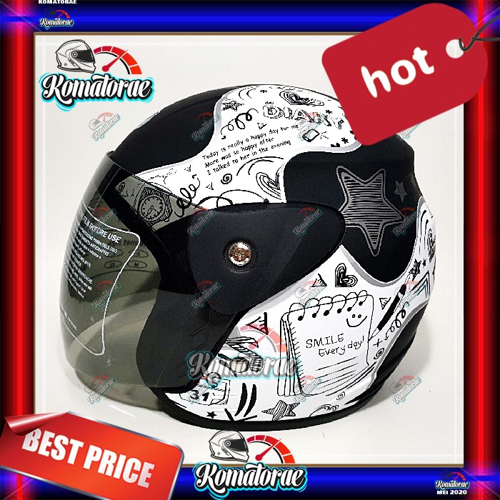 Jual HELM EVOLUTION DIARY BLACK DOFF HALF FACE TERMURAH MODEL EVO ...
