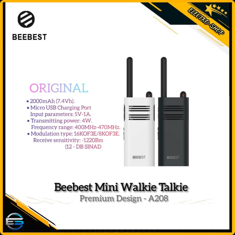 Jual Beebest Mini Walkie Talkie Premium Design A208 HT 16CH Original ...
