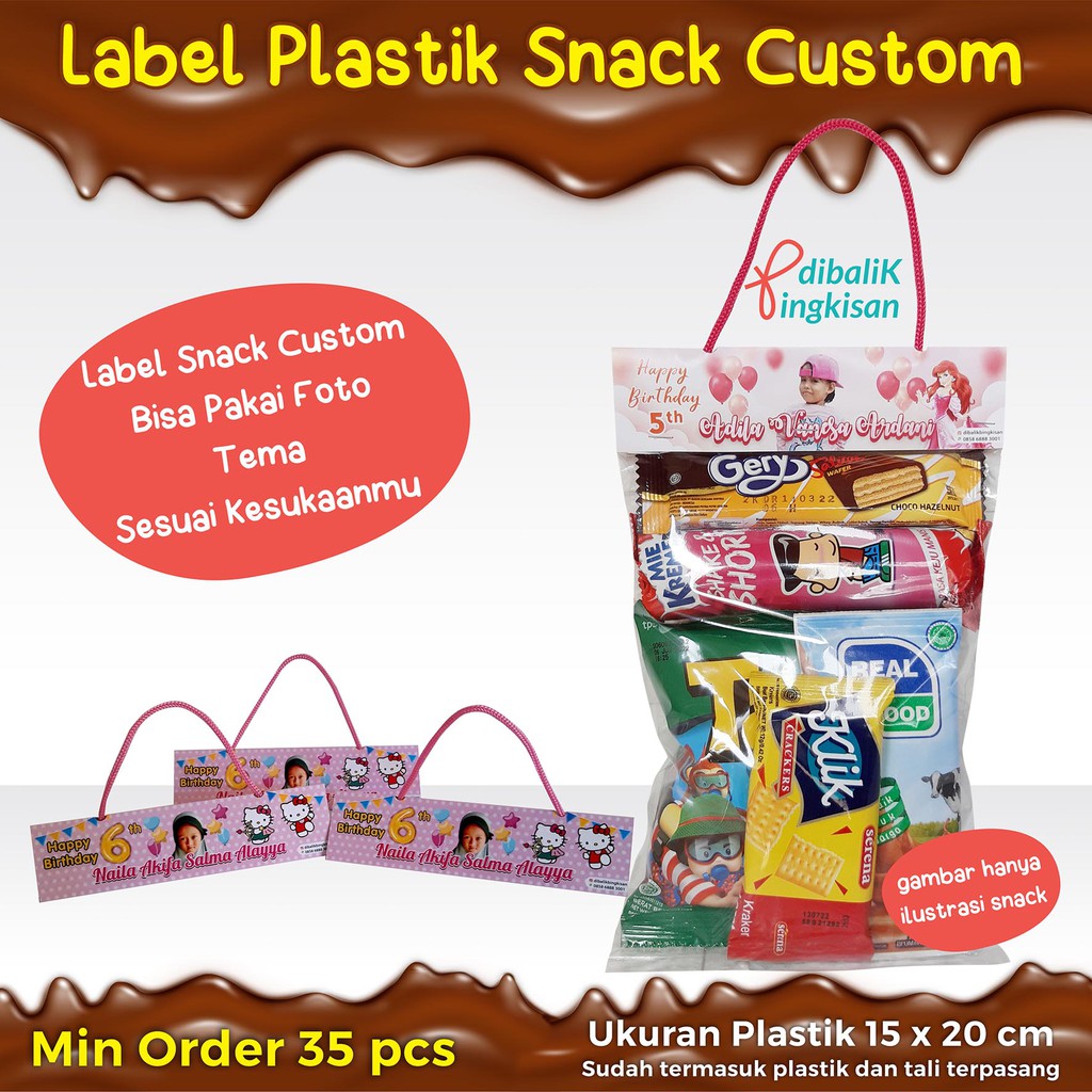 Jual Label Jajan Snack Plastik Ulang Tahun Custom | Shopee Indonesia