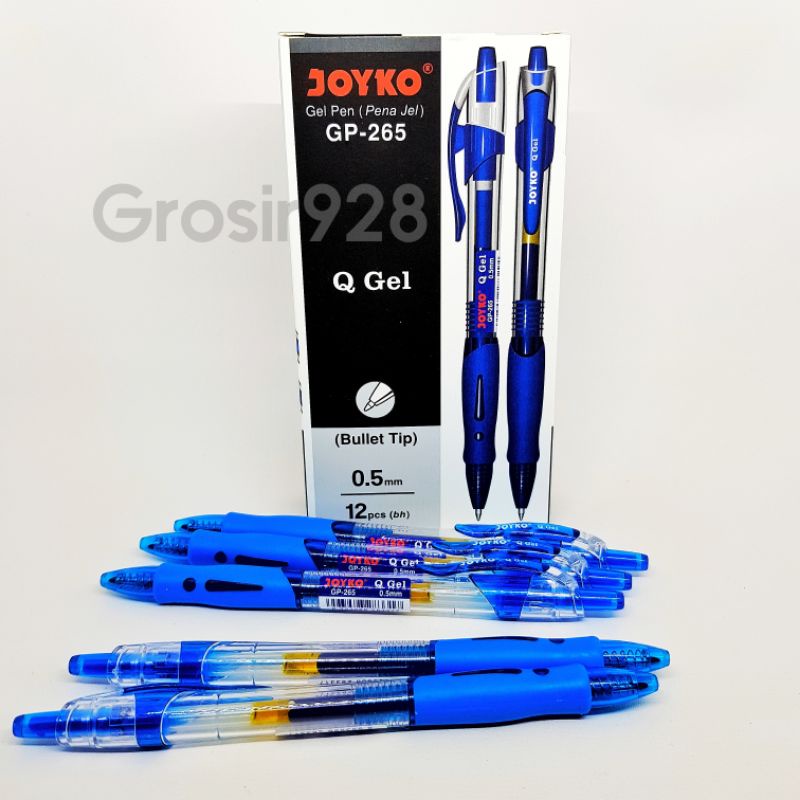 Jual (Per 12) Pulpen / Ballpoint Gel Joyko Q Gel Pen GP 265 Biru 0.5 mm | Shopee Indonesia
