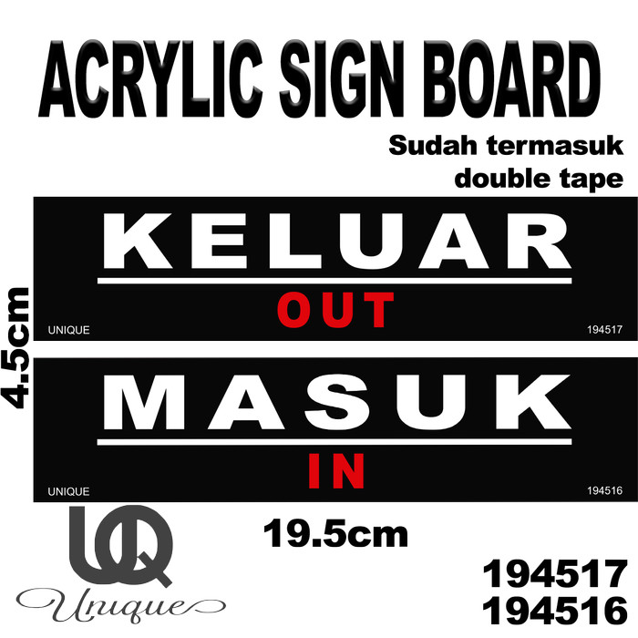 Jual Keluar Masuk Sign Board Acrylic - Papan Tanda In Out Akrilik ...