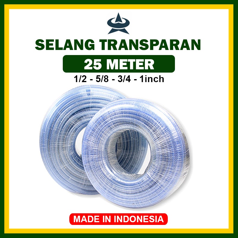 Jual GEMUK Selang Air 25 Meter 1/2 5/8 3/4 1 Inch Selang Benang Transparan PVC Selang Cuci Motor ...
