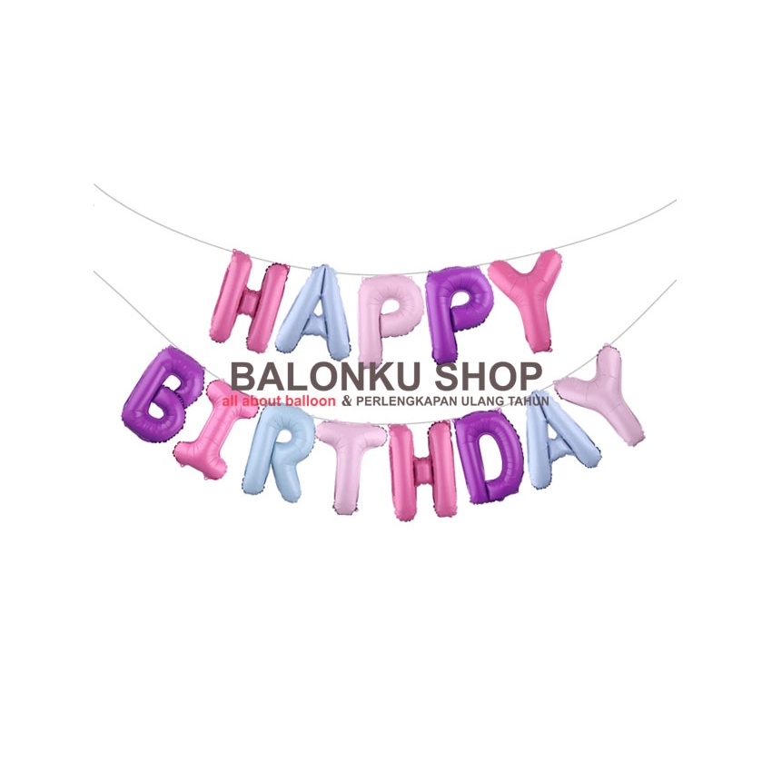 Jual Balon Huruf Paket Happy Birthday Warna Pastel | Shopee Indonesia