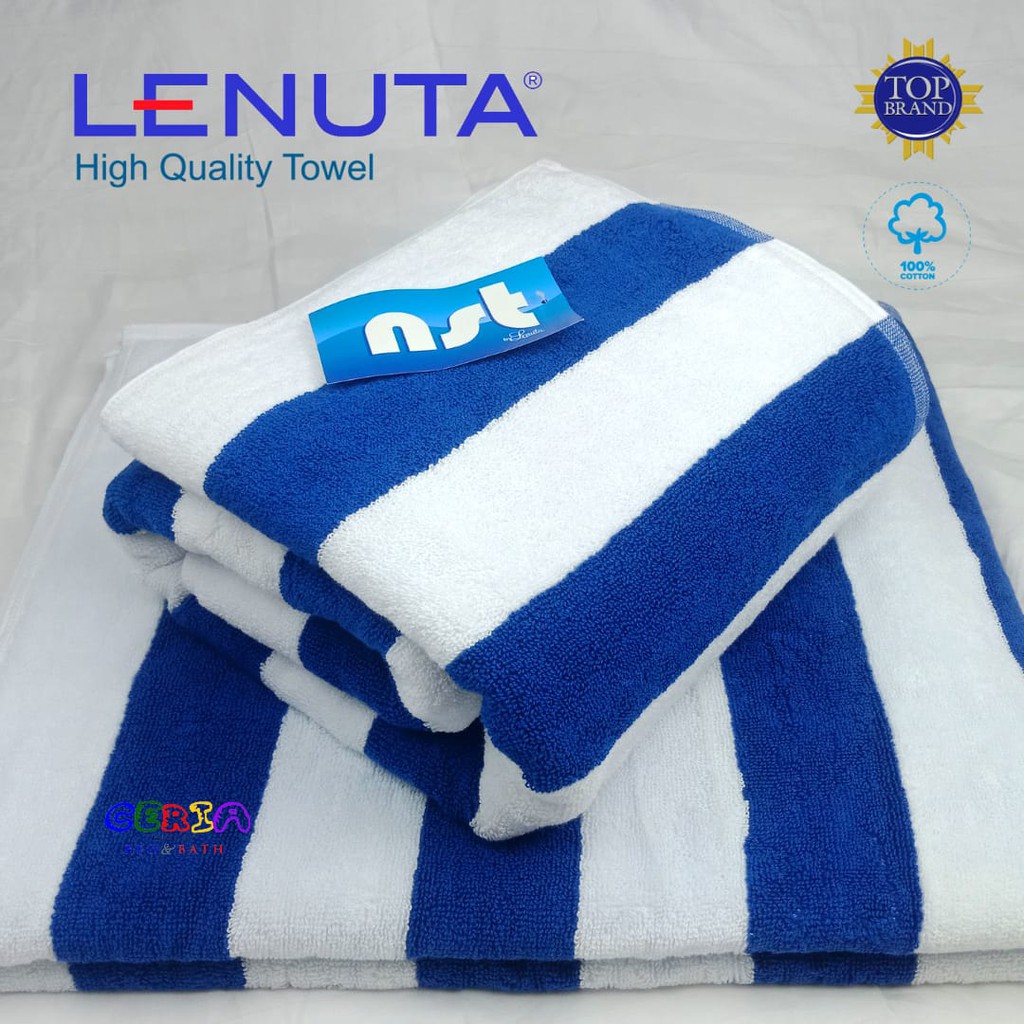 Jual Handuk Besar Pantai Tebal Dewasa Lenuta NST Stripe 95x150cm Biru ...