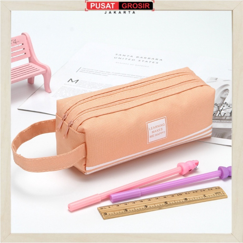 Jual S252 Kotak Pensil Dan Stationery Dual Zipper / Dompet Pensil 2 ...