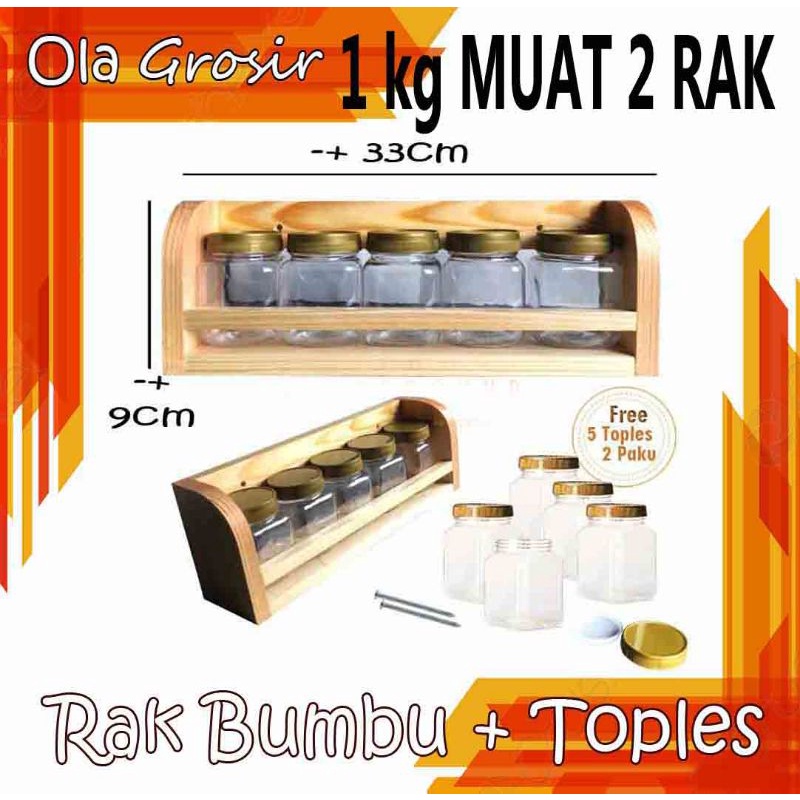 Jual Rak bumbu rak dapur 1 set dapat 5 toples rak bumbu jati belanda ...